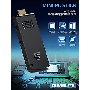 OUVISLITE Mini PC, Mini PC Stick 8GB RAM 128G ROM Atom X5-Z8350 Mini Computer Stick Win 10 Pro PC Stick 4K HDMI 2.4G / 5G WiFi Bluetooth 4.2 Auto Power On Business Office Home Theater