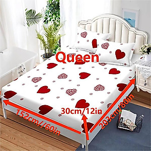 AnzAga Full Size Home Bed Sheets Set 3 Pieces Bedding Sheets Easy Care Machine Washable Queen Sheet Set Fitted Sheet with Deep Pockets Cotton Sheets (Color : 4, Size : Queen)
