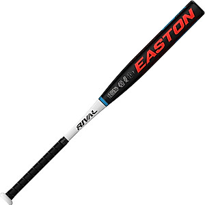 Easton | RIVAL Slowpitch Softball Bat | Approved for Play on All Fields | Loaded | 12" Barrel | 34"x26oz, Black/Blue/Red