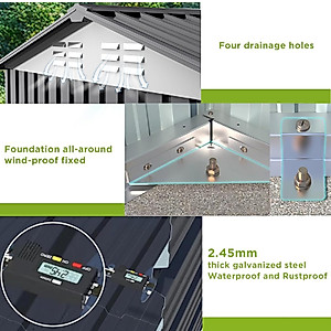 Large Metal Outdoor Storage Shed, 6 x 8 Ft, with Window, Galvanized Steel, Gray, for Backyard Garden Tools