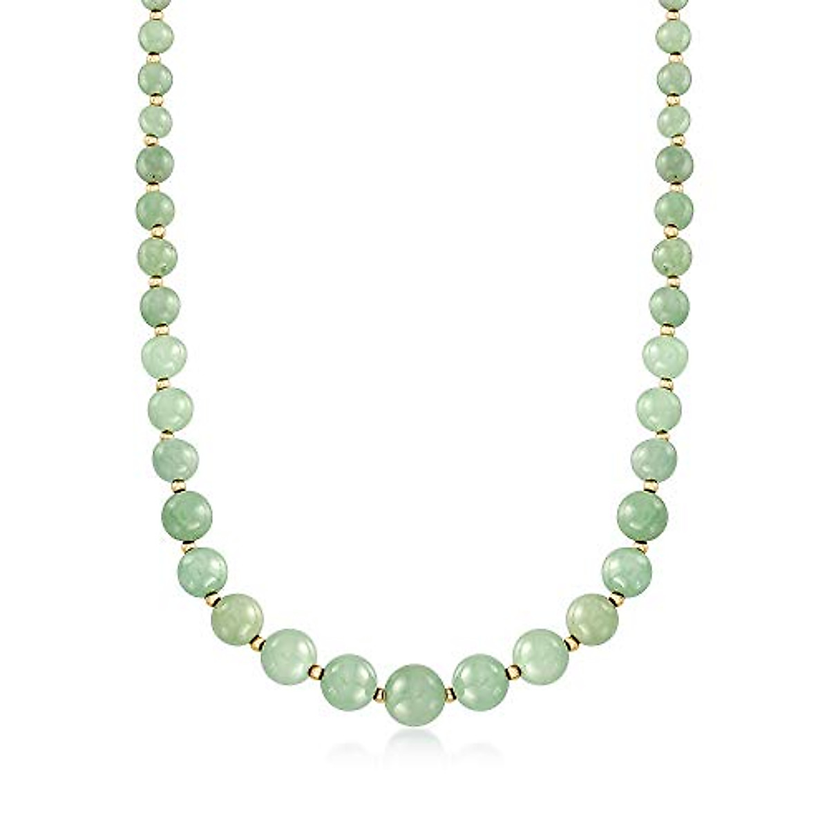 Ross-Simons 6-12mm Jade Bead Graduated Necklace With 14kt Yellow Gold. 20 inches