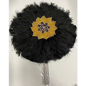 Msbfea Design Red Heart African Feather Big Fan Ladies Wedding Feather Fan for Bride Two Side Feather Nigerian Feather Fans Color 3
