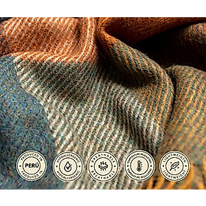 KHUSCO | 100% Alpaca Throw Blanket Serenity | 71" L x 51" W | Warm Peruvian Soft, Cozy, Hypoallergenic, Lightweight for Home and Travel | Blue Crayon