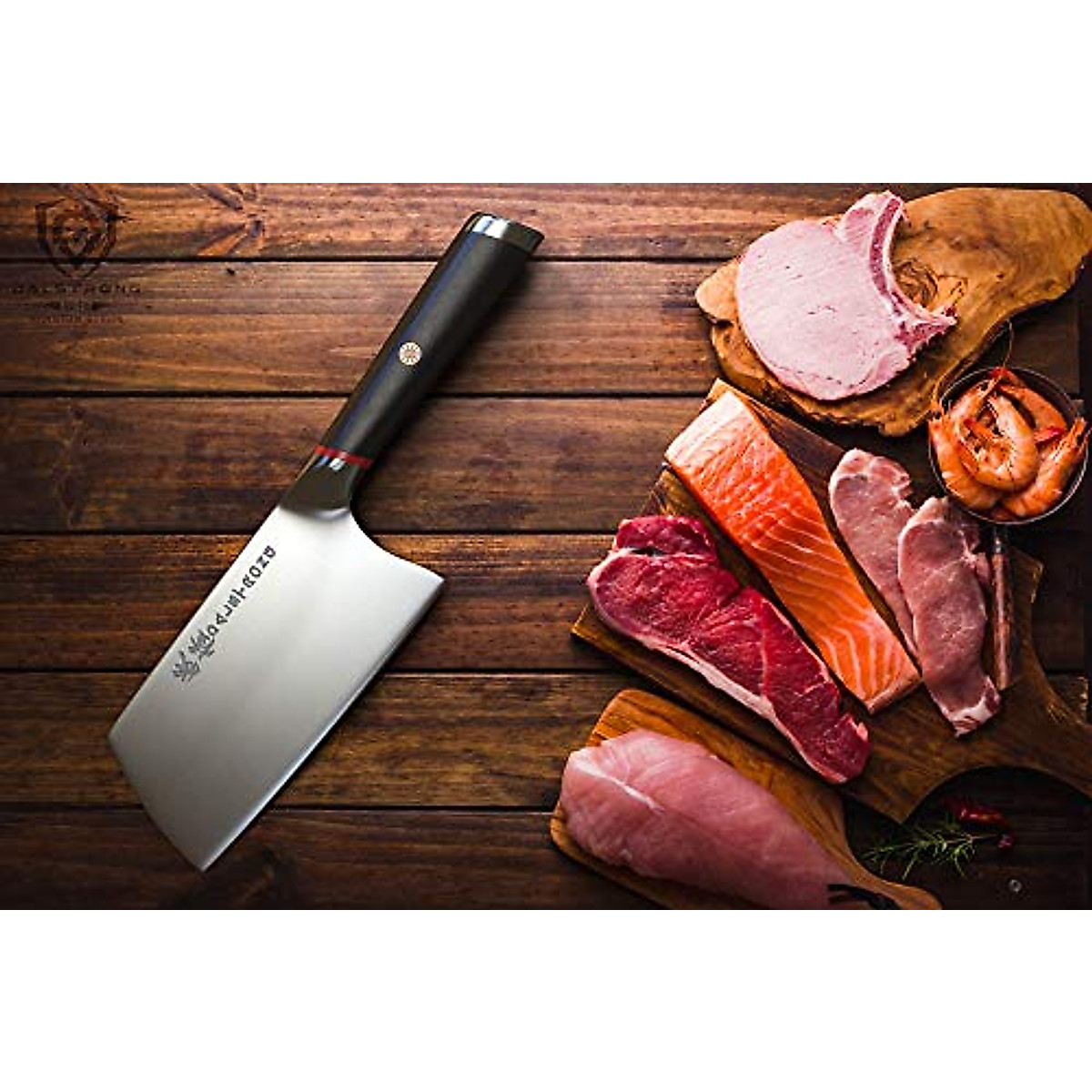 DALSTRONG Meat Cleaver Knife - 7 inch - Phantom Series - Premium Japanese High-Carbon AUS-8 Steel - Razor Sharp - Spanish Pakkawood Handle Kitchen Knife - Meat Cutting, Carving, Bone - Sheath Included