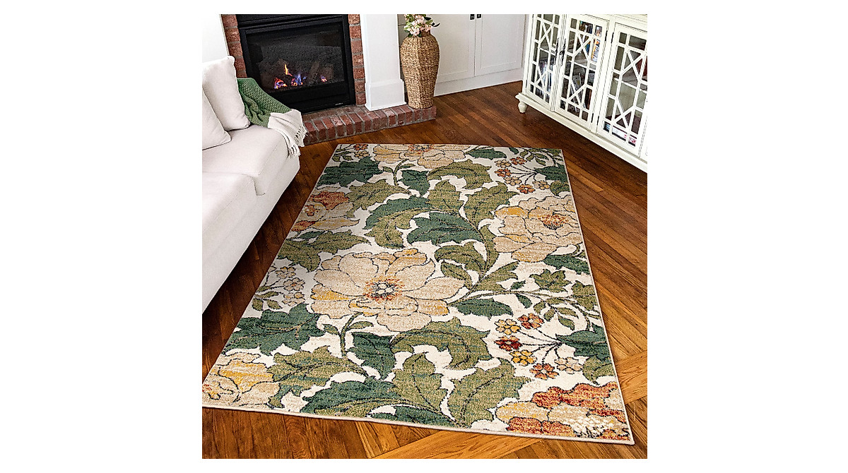 Simply Southern Cottage Jefferson Floral Rug - 6' x 9', Green