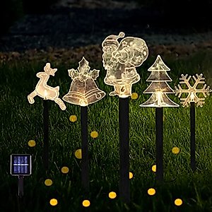 PLTCAT Yard Decoration Stake Lights Outdoor, Waterproof Garden Lights with 2-Lighting Modes, Solar Lights for Pathway, Lawn, Yard Decor (Mixed)