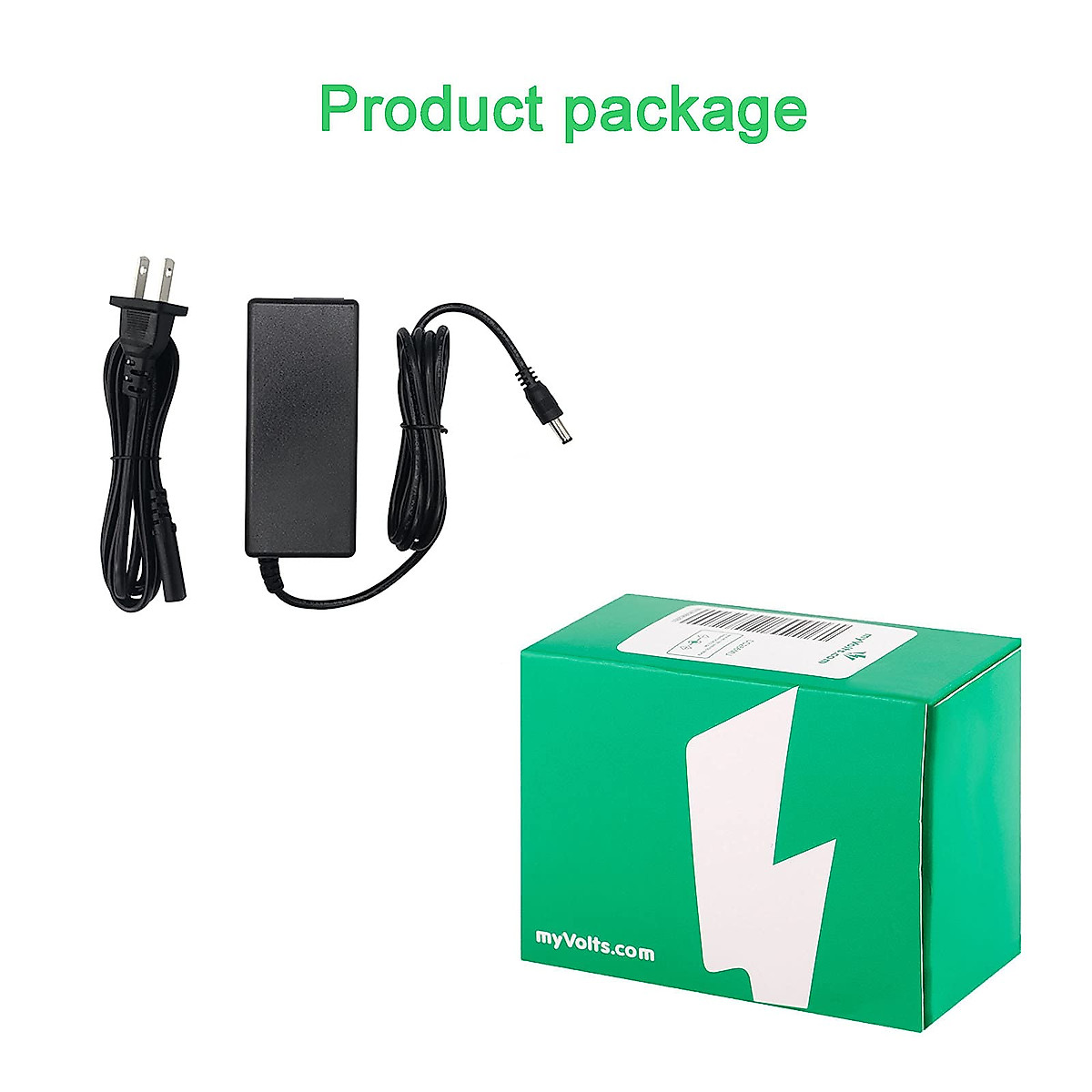 MyVolts 12V Power Supply Adaptor Compatible with/Replacement for Western Digital 8TB My Book Thunderbolt Duo External Hard Drive - US Plug