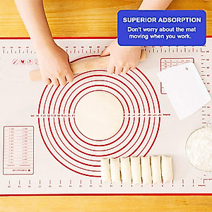 2 Pack Silicone Pastry Mat Non-Stick Pizza Baking Mat, Dough Mat for Rolling,Fondant Mat with Measurement Counter Mat, Oven Liner, Pie Crust Mat, 40*5*5cm