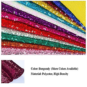 Burgundy Sequin Fabric by The Yard 1 Yard Glitter Fabric Embroidered Sequin Mesh Fabric for DIY Sewing Wedding Dresses Clothing Tablecloth Table Linen