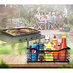 Qanuze Removable Griddle & BBQ Caddy Organizer – For All Blackstone 17”/22”/28” & 36” Griddles – Space Saving Storage for Grilling Tools & Accessories - Comes with Food Scraper