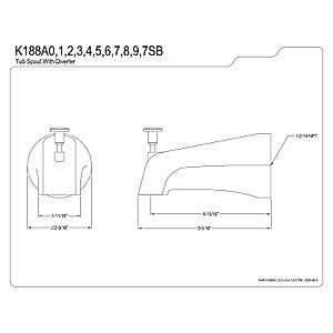 Kingston Brass K188A1 Designer Trimscape Showerscape 5-Inch Tub Spout with Diverter, Polished Chrome