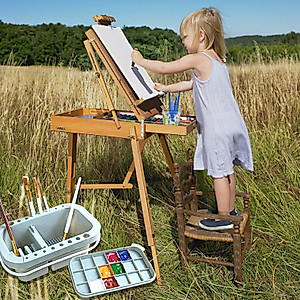 Multifunctional Paint Brush cleaner16 Holes Paint Brush holderwith Paint Pallet Storage Box, Artists Watercolor Oil Acrylic Gouache paintingpainting Supplies, Portable with lid Paint Palette