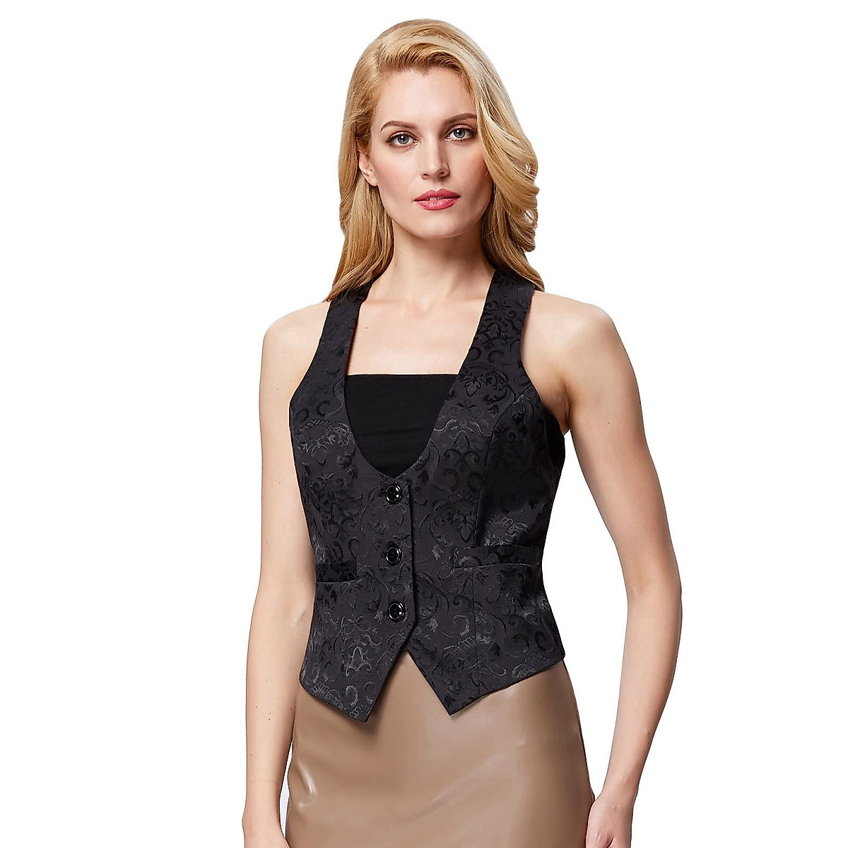 GRACE KARIN Suit Vest For Women Sleeveless Dressy Waistcoat Vest