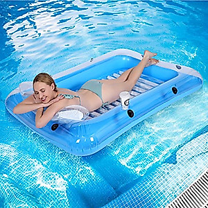 NOCCUR Tanning Pool for Adults -Inflatable Tanning Pool - Pool Floats Adult Size-Pool Floats Lounger with Comfort Pillow-Suntan Tub-Tanning Pool Raft Tub for Swimming Pools in Summer