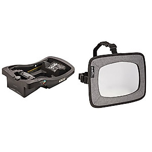 Evenflo LiteMax Infant Car Seat Base, Black with Backseat Baby Mirror for Rear Facing Child, Grey Melange