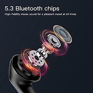 GEEKTOP Wireless Earbuds, 60H Playtime Bluetooth Headphones Built in Noise Cancellation Mic with Charging Case, Stereo Sound in-Ear Ear Buds for iPhone/Android and Pods