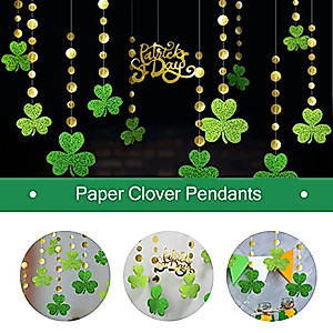 ABOOFAN Patricks Day Shamrock Decorations: 12pcs Lucky Irish Clover Steamers Four Leaf Shamrock Backdrop Banner Hanging Irish Birthday Wedding Baby Shower