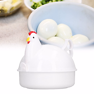 Microwave Oven Boiler Microwave Egg Steaner Poacher Cooker Boiler Steamer Gadgets Cook Soft and Hard Boiled Egg, Chicken Shape, For 4 Eggs Kitchen White