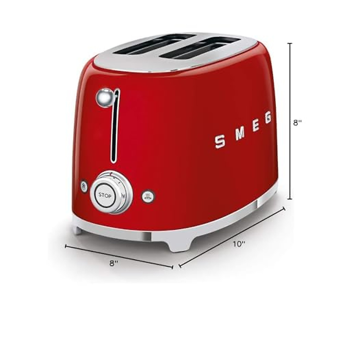 SMEG 2 Slice Toaster with Sandwich Rack Combo, Red