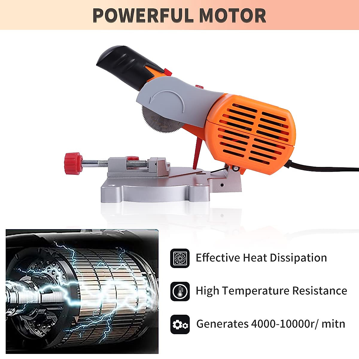 FULLHOLD 110v Mini Miter Cut-Off Saw Max 45 Degrees Cutting For Crafts Wood Copper Plastic Acrylic Aluminum Model Making (Black)