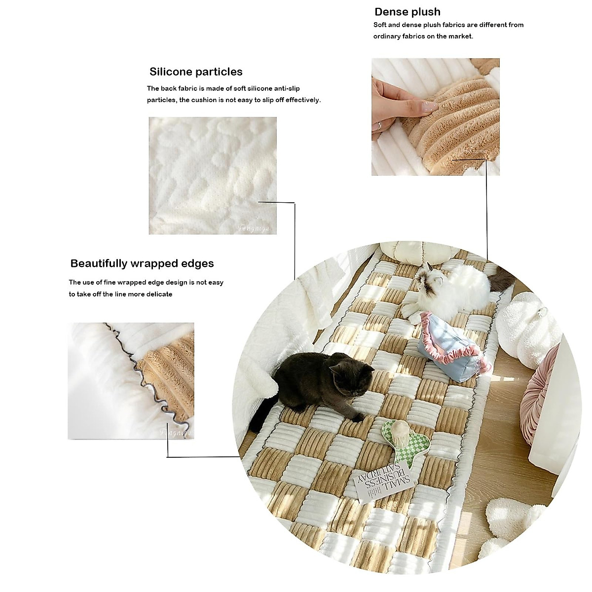 TaLcuS Cat Mat Couch Cover, Cream-Coloured Large Plaid Square Funnyfuzzy,Dog Blankets for Large Dogs, Waterproof Blanket Dog Bed Cover Pet Blanket (Color : F, Size : 70 * 180cm)