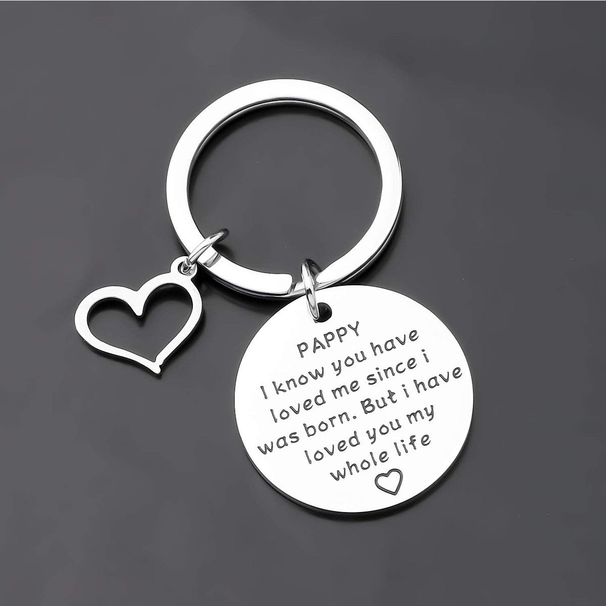 BLEOUK Pappy Keychain Grandpa Gift Father’s Day Gift Birthday Gift for Grandpa Pappy (love since PAPPY)