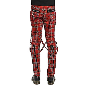 Tripp NYC Mens Punk Bondage Pants [Red Plaid] 30