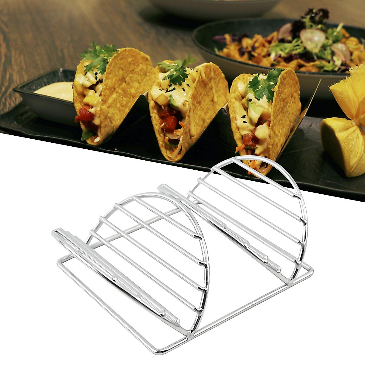 SM SunniMix Taco Holder Oven Burritos Fits Air Fryers Taco Rack for Party Picnic, Holds 2