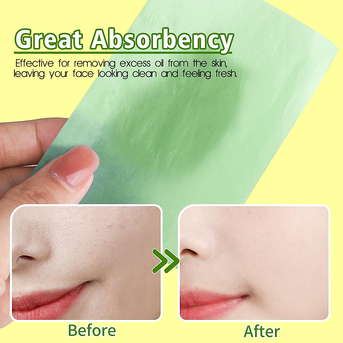 300 Sheets Blotting Paper, HNYYZL Oil Absorbing Sheets for Oily Skin, Oil Control for Face, Makeup Blotting Paper, Natural Oil Absorbing Facial Blotting Sheets for Oily Skin Care (Pack of 3)