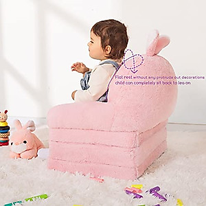 MONKISS Kids Couch Fold Out Soft Toddler Chairs ，Toddler Armrest Chair Bed for Play ，Gift for 0-3 Years