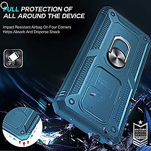 LeYi for Moto G Power 2021 Case: Moto G Power 2021 Case with Slide Camera Cover + [2 Packs] Screen Protector, Full Body Military-Grade Case with Kickstand for Moto G Power 2021, Sea Blue