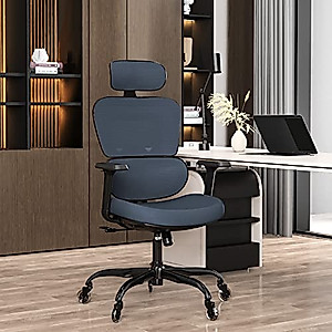 Ergonomic Office Chair - Mesh Office Chair High Back, Rolling Desk Chair, Executive Swivel Chair, Computer Chair with 3D Adjustable Armrest, 3D Lumbar Support, Blade Wheels, Adjustable Headrest