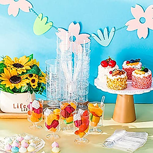 200 Pack 3.5 oz Mini Dessert Cups with Spoons Clear Plastic Parfait Appetizer Cups Small Appetizer Shooter Cups Disposable Mini Plastic Mousse Cups Pudding Fruit Ice Cream Cups for Wedding Party