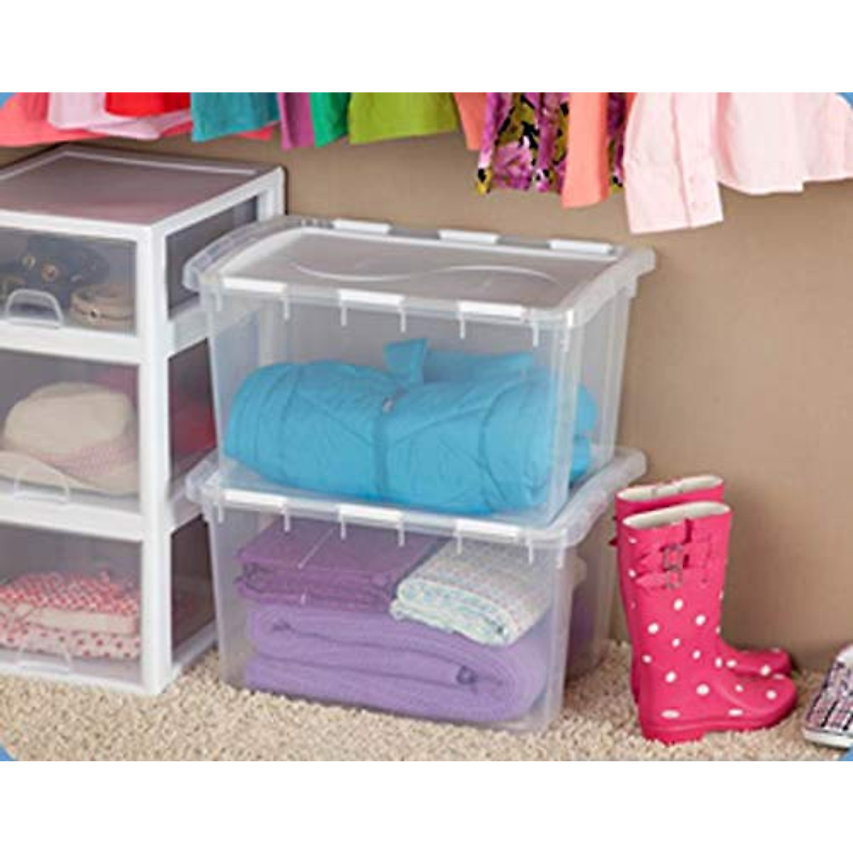 Sterilite 19148006 48QT Hinged Lid StorBox, Black