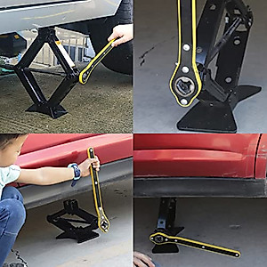 Car Jack Wrench, 360° Swivel Labor-Saving Car Jack Ratchet Wrench with Long Handle, Scissor Jack Lift Speed Handle Tool for Travel, Van, SUV and Other Vehicles