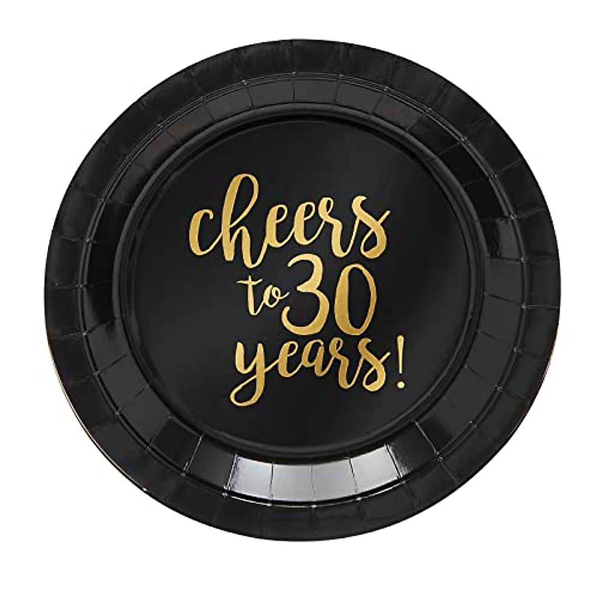 144-Piece Cheers to 30 Years Plates, Napkins, Cutlery, and Cups for Black and Gold 30th Birthday Party Supplies, Anniversary Decorations (Serves 24)