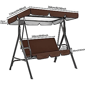 BTURYT Swing Canopy Replacement Cover & Swing Cushion Cover,Outdoor Patio Swing Seat Cover Replacement,Waterproof 2/3 Seater Swing Top Cover and Chair Cover-(top Cover + Chair Cover)