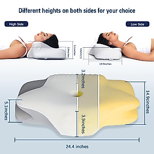 Karrehao Cervical Pillow for Neck Pain Relief, Contour Memory Foam Neck Pillow for Sleeping, Ergonomic Orthopedic Bed Pillows for Side Back Stomach Sleepers Sleeping