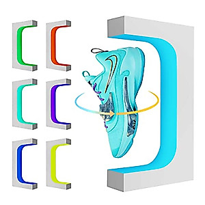 JEHUPA Levitating Shoe Display, Floating Sneaker Rack with LED Control 16 Colors Light Rotating Sneaker Rack for Shoe Collector Advertising Display Shoe Store, Home Decor/White