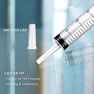 5 Pack 20ml Syringe, Large Plastic Syringe for Scientific Labs, Dispensing, Measuring, Watering, Refilling, Multiple Uses