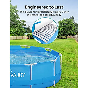 EVAJOY 12ft x 30in Metal Frame Swimming Pool, Outdoor Round Above Ground Pool with Steel Frame, Heavy-Duty PVC, Easy Assembly for Backyard, Garden, Lawn