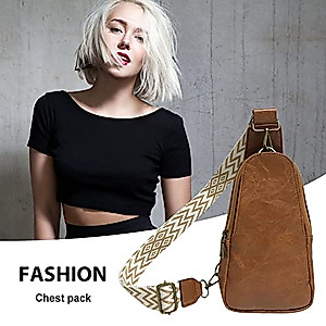 Women Chest Bag Sling Bag Leather Crossbody Bag Female Satchel Daypack Waist Shoulder Sling backpack for Travel Work school