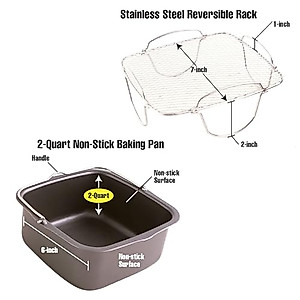 NuWave 3QT Brio Digital Air Fryer Accessory Kit – Includes Stainless Steel Baking Pan, Reversible Cooking Rack & Grill Pan, Compatible with 3QT Brio Models