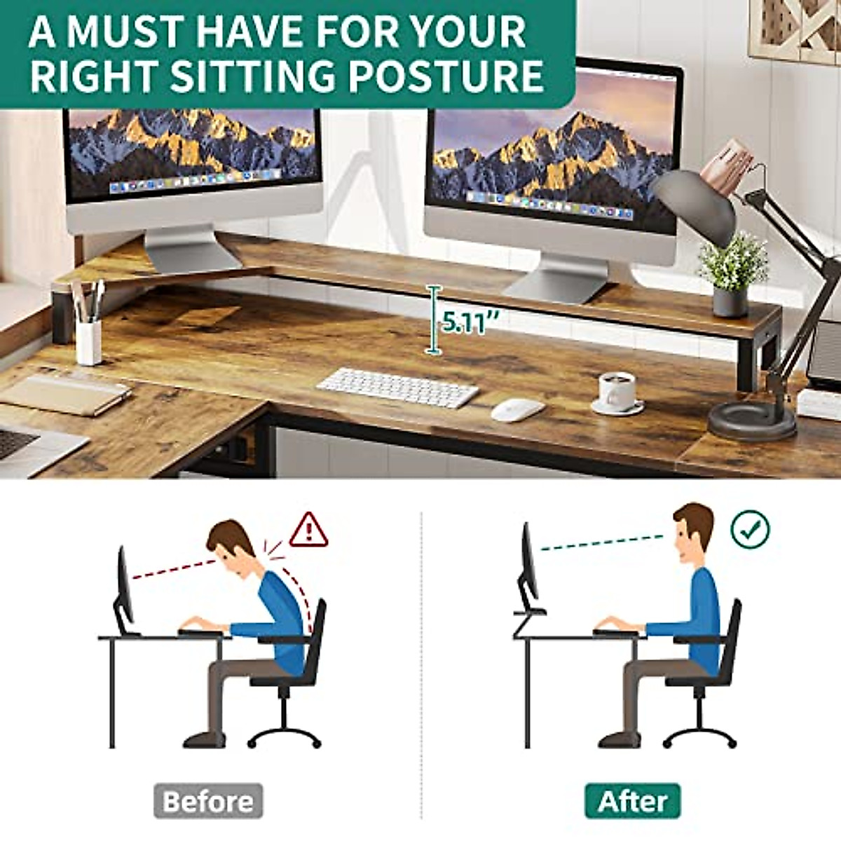 YITAHOME L Shaped Desk with File Drawer, 65" Large Computer Desk Corner Desk with Lift Top, Standing Desk Height Adjustable with Monitor Stand & Storage Shelves for Home Office, Rustic Brown