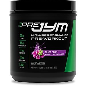 Pre JYM Grape Candy Pre Workout Powder - BCAAs, Nootropics, Creatine HCI, Citrulline, Beta-Alanine, Betaine, Taurine, Huperzine | JYM Supplement Science | 30 Servings