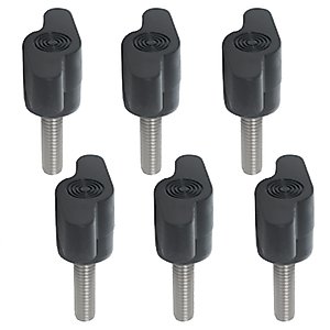 M6x30 T Shape knurled Head Handgrips Threaded Thumb Screw Plastic Black Head Knobs Clamping Handle Screw Fastener 6pcs, M6x30
