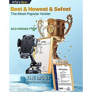 Phone Holders for Your Car [88 LBS Super Heavy Duty] Suction Cup Phone Holder Windshield/Dashboard/Window, Universal Car Phone Holder Mount, Compatible with iPhone, Samsung & Other Cellphone,Black