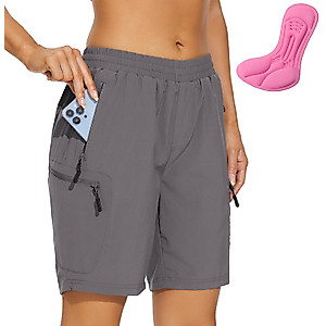 Cycorld Women-Mountain-Bike-Shorts with 3D Padded, Loose-Fit Breathable Bike-Shorts with Pockets (Grey, Medium)