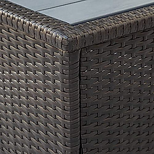 GAOPAN 7 Piece Garden Outdoor Modular Wicker Furniture Set, Sectional Rattan Sofa Patio Lounge & Deep Seating Conversation Furnishings with Cushions,Accent Pillows & Coffee Table, White+Black