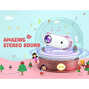 Mini Projector for Kids, Portable Movie Projector w/ 1080P Supported and 300'' Display, LED Phone Projector for Cartoons TV Movie, Party Game, Compatible with HDMI, USB, TV Stick iOS & Android